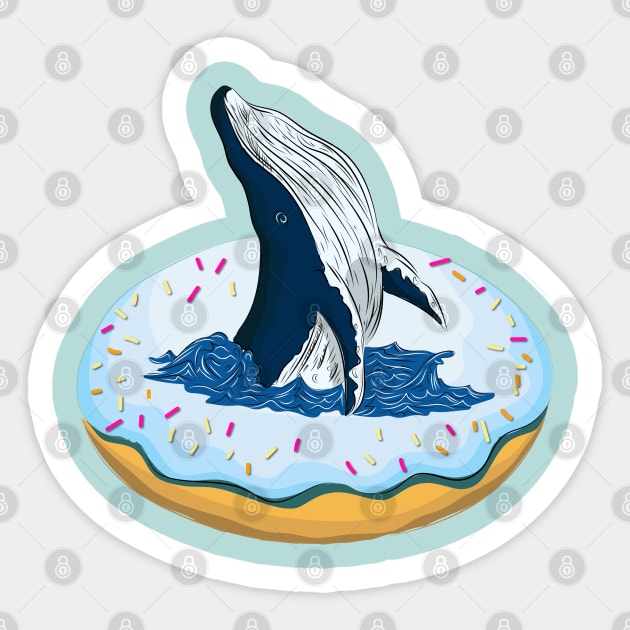 donuts on the whale - Whale - Sticker | TeePublic